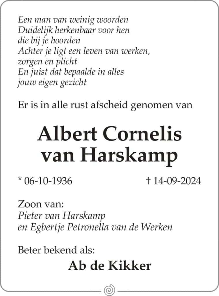 Familiebericht - Albert van Harskamp - Groene Hart Koerier