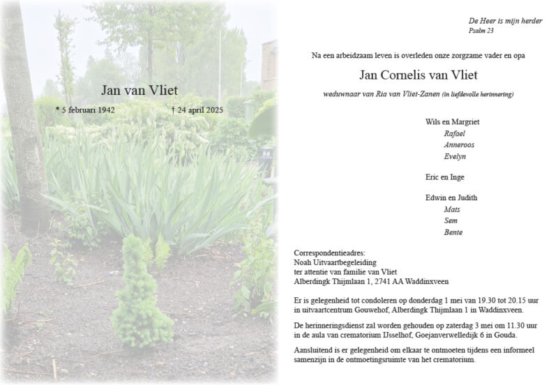 Familiebericht - Jan van Vliet - Groene Hart Koerier