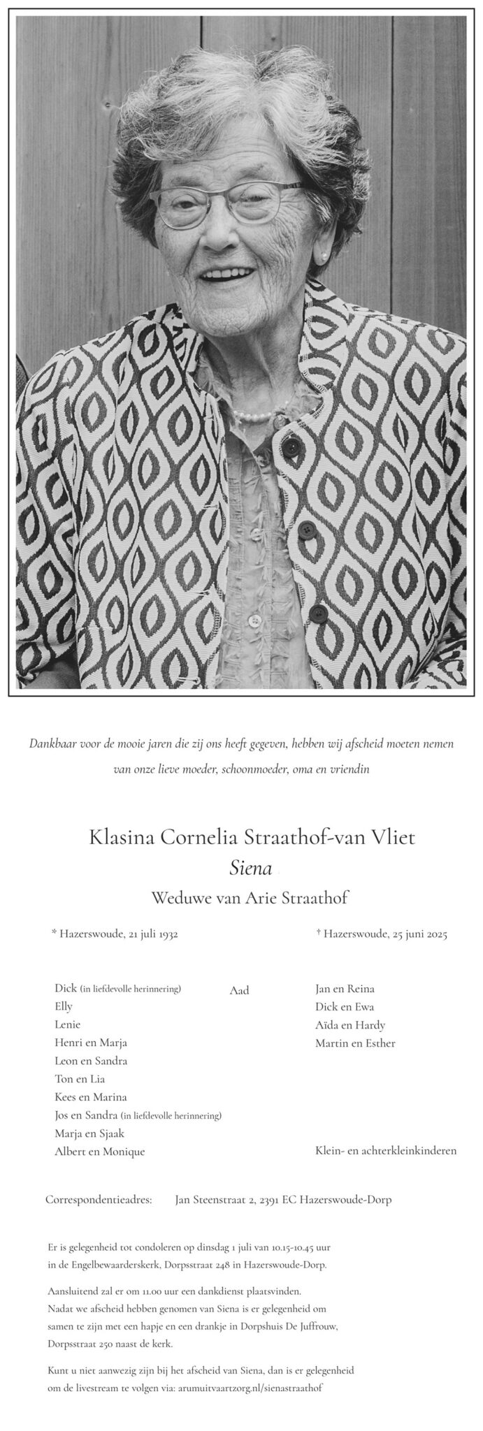 Familiebericht - Siena Straathof-van Vliet - Groene Hart Koerier