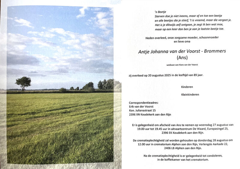 Familiebericht - Ans van der Voorst Brommers - Groene Hart Koerier
