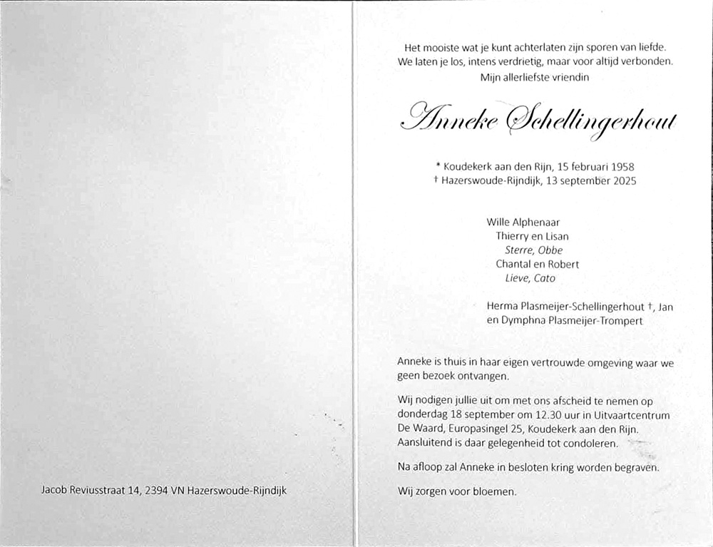 Familiebericht - Anneke Schellingerhout - Groene Hart Koerier
