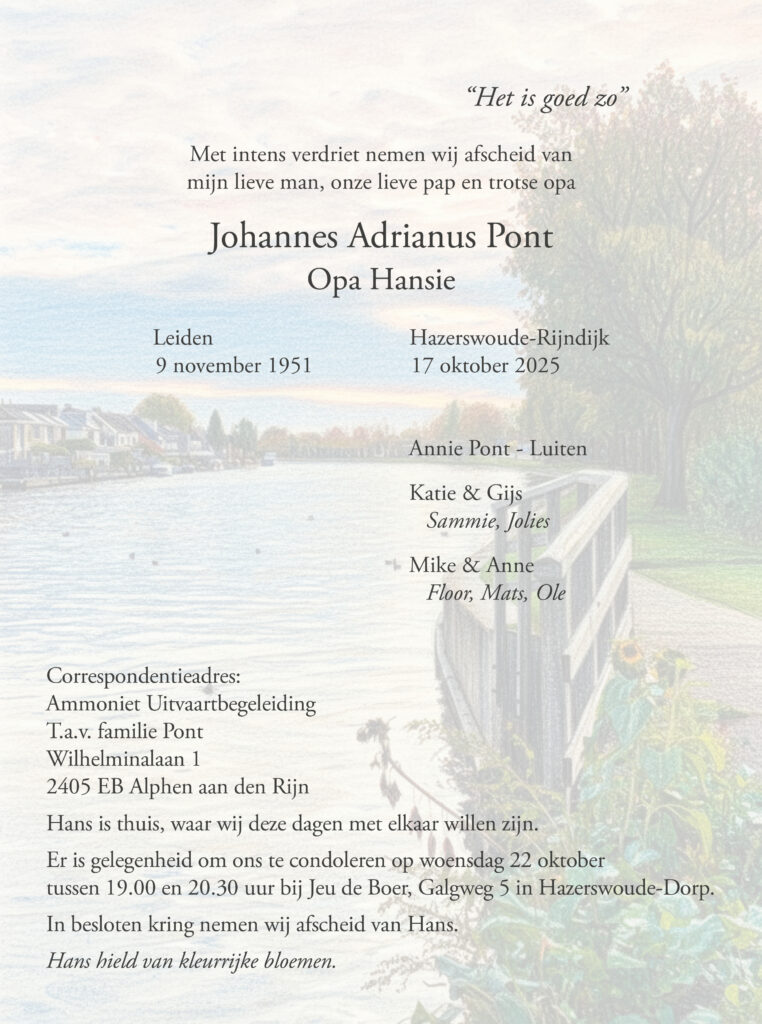 Familiebericht - Hans Pont - Groene Hart Koerier
