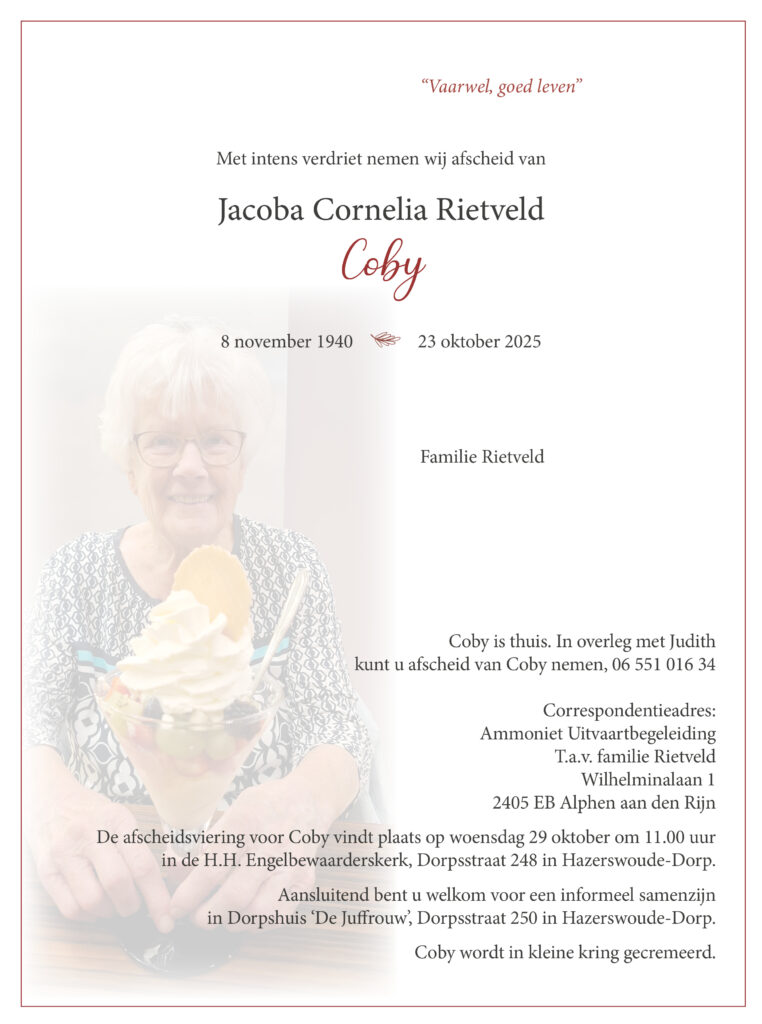 Familiebericht - Coby Rietveld - Groene Hart Koerier