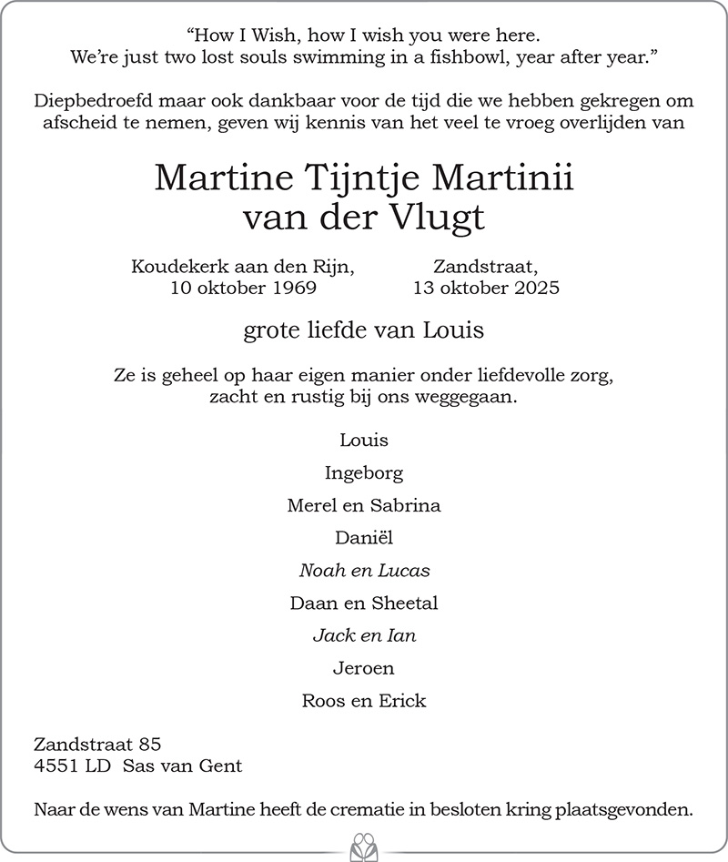 Familiebericht - Martine Tijntje Martinii Van der Vlugt - Groene Hart ...