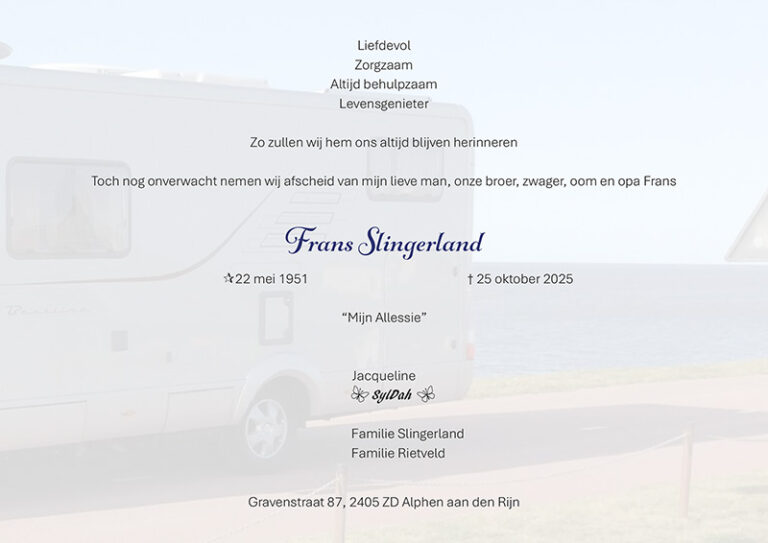 Familiebericht - Frans Slingerland - Groene Hart Koerier