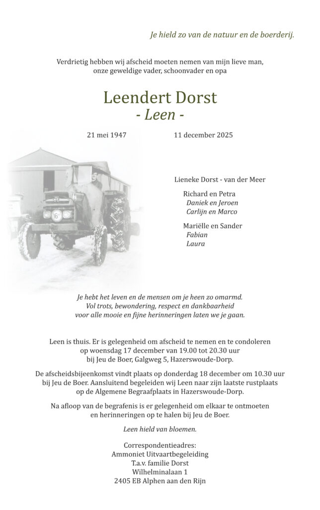 Familiebericht - Leen Dorst - Groene Hart Koerier