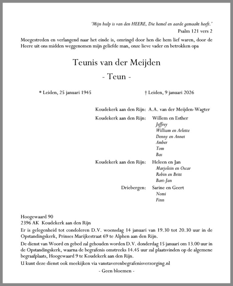 Familiebericht - T. van der Meijden - Groene Hart Koerier